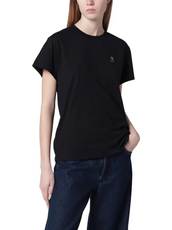 PARAJUMPERS Cotton T-shirt With Logo Patch - Black