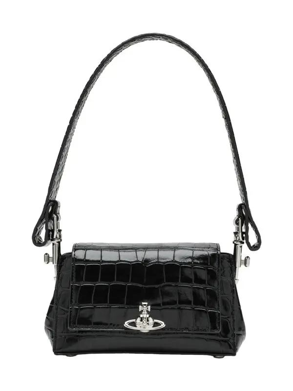 VIVIENNE WESTWOOD Hazel Bag In Croc-effect Patent Leather - Black
