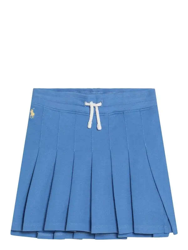 Polo Ralph Lauren Cotton Pleated Mini Skirt - Light Blue