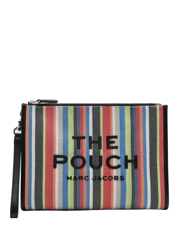 Marc Jacobs Large Rainbow-striped Mesh Pouch With Wrist Strap - Red