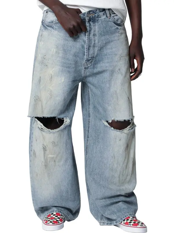 DAGGER Faded Ripped Johnny Jeans - Blue