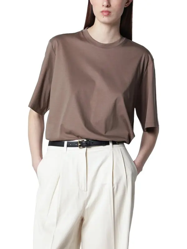 RÓHE Cotton And Silk-blend T-shirt - Brown