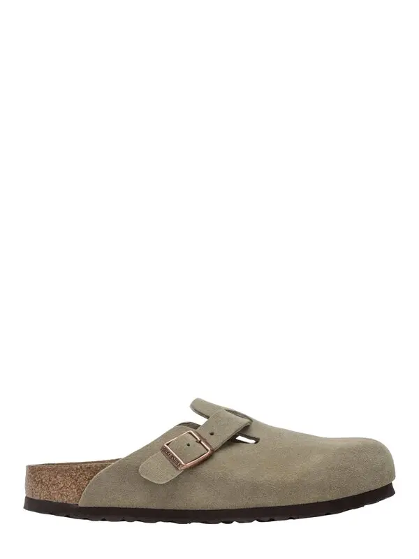 BIRKENSTOCK Suede Boston Clogs - Beige