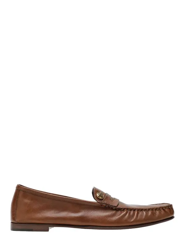 Versace Calf Leather Loafers - Brown