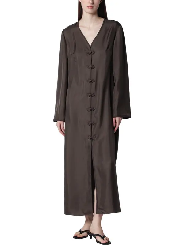 RÓHE Silk Long Dress With Pankou Closures - Brown