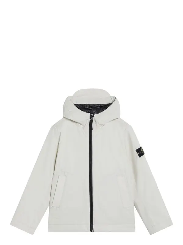 Stone Island Zip Jacket In Polyester Canvas - White