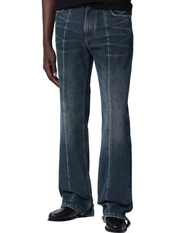 Versace Straight-leg Stonewashed Denim Jeans - Blue