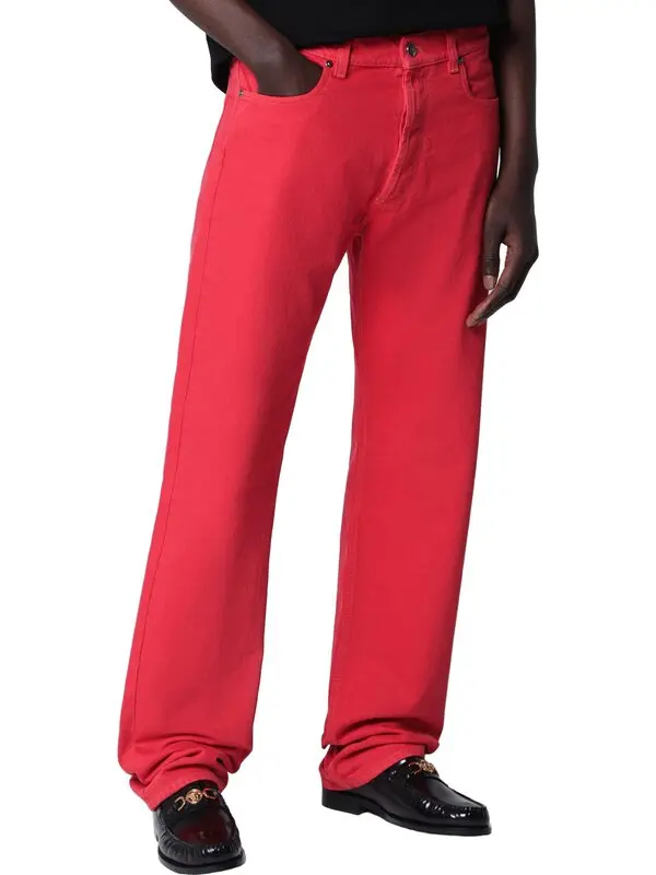 Versace Straight-leg Cotton Denim Jeans - Red