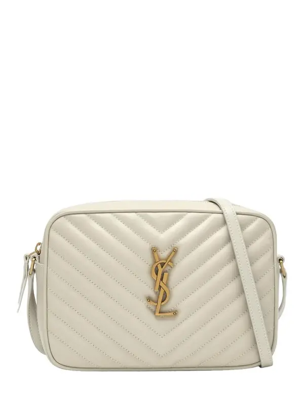 Saint Laurent Lou Quilted Leather Camera Bag - White
