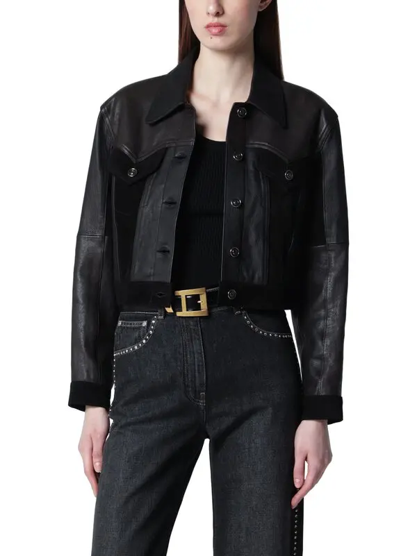 Versace Slim Leather Blouson - Black