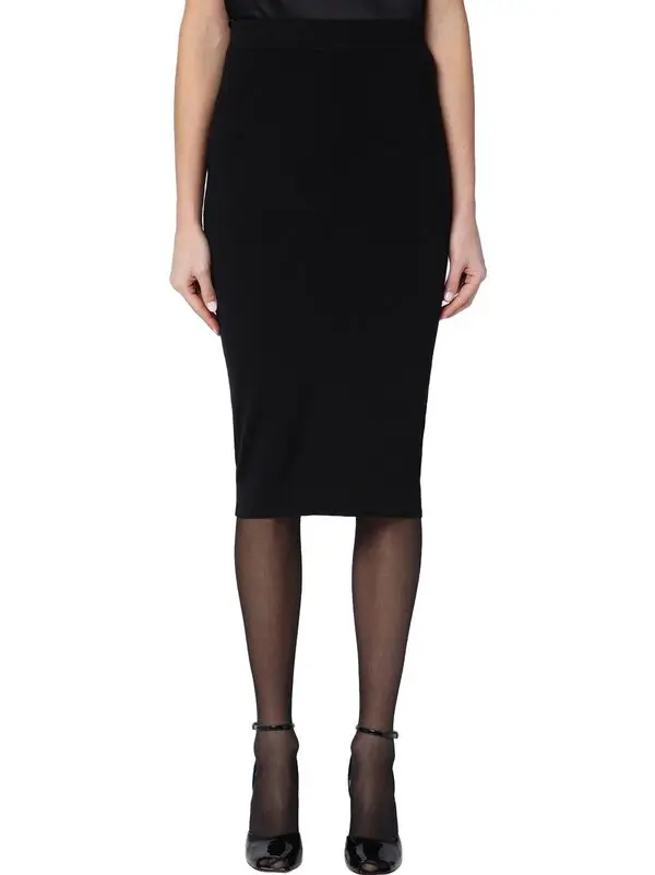 Saint Laurent Wool Pencil Midi Skirt - Black