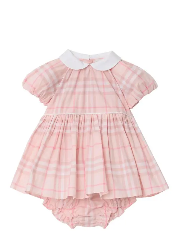 Burberry Dress And Bloomer Shorts Set With Check Pattern - Pink
