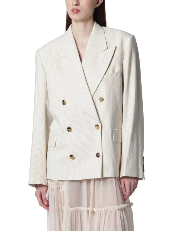 Dries Van Noten Cru Oversized Double-breasted Jacket - White