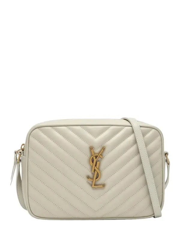 Saint Laurent Lou Quilted Leather Camera Bag - White