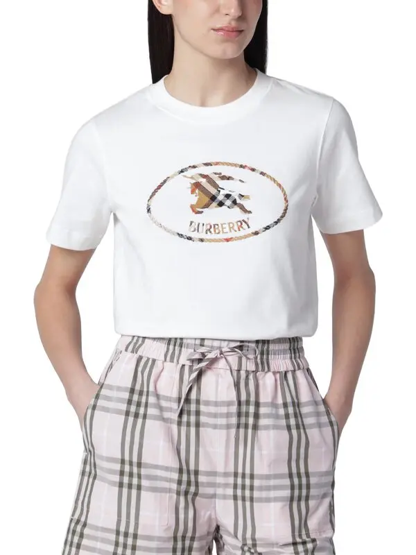 Burberry Cotton T-shirt With Knight Stamp - White