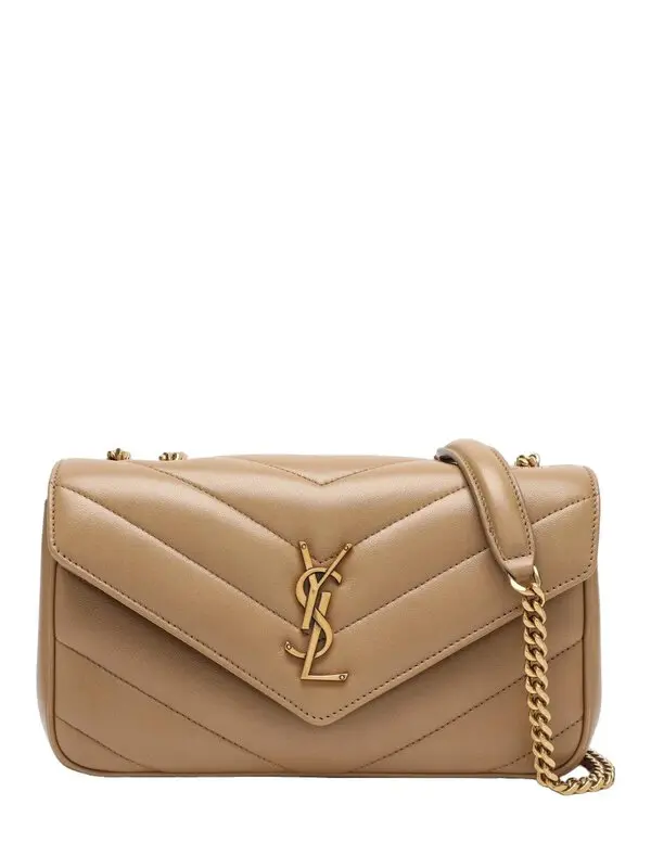 Saint Laurent Small Loulou Leather Bag - Beige