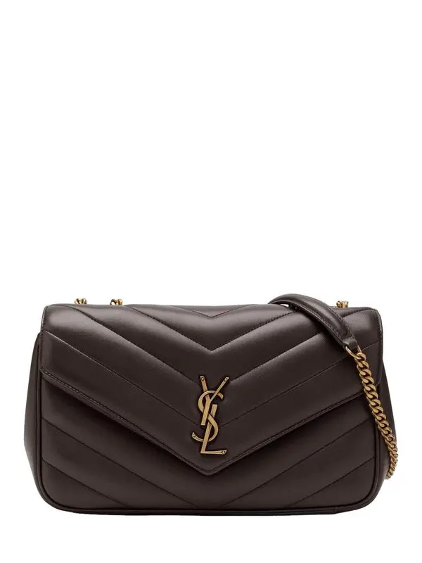 Saint Laurent Medium Loulou Leather Bag - Grey