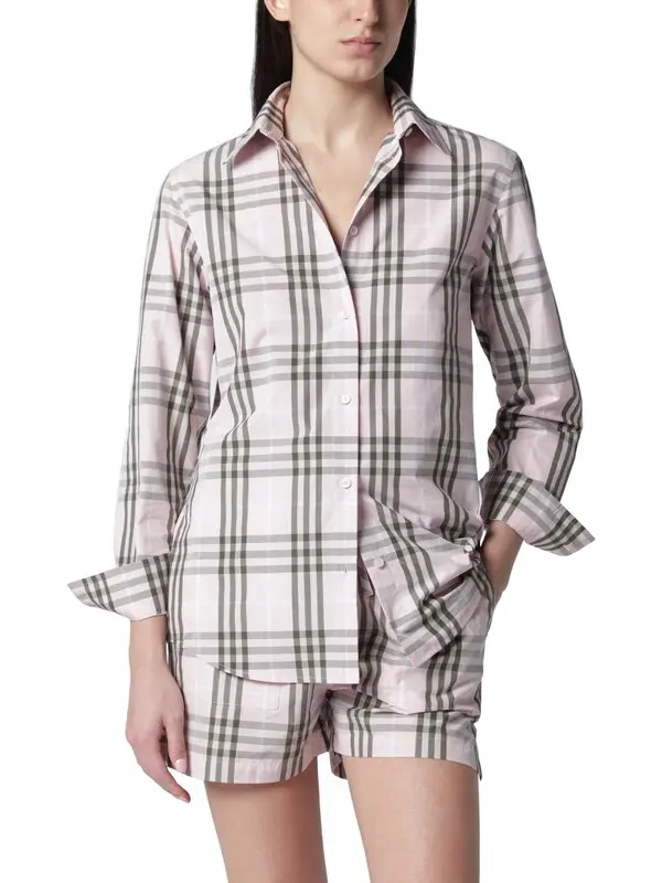 Burberry Cotton Check Pattern Shirt - Pink