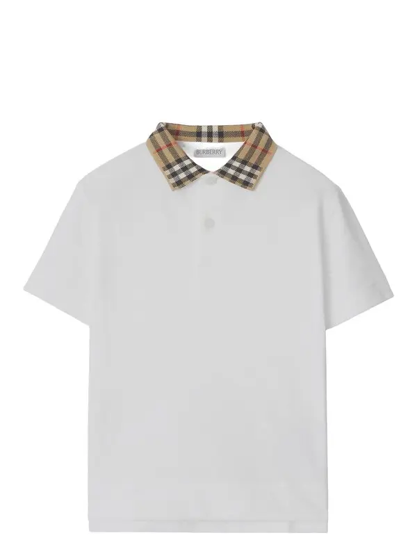 Burberry Polo Shirt With Check-pattern Collar - White