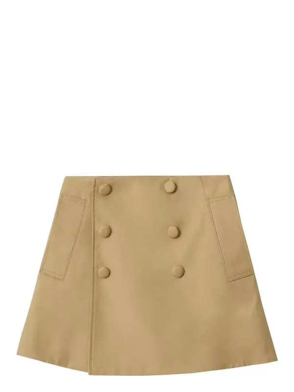 Burberry Cotton Twill Wrap Skirt - Beige