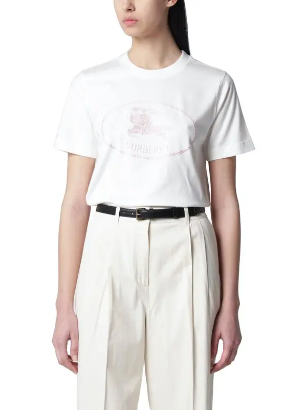 Burberry T-shirt With Knight Stamp - White