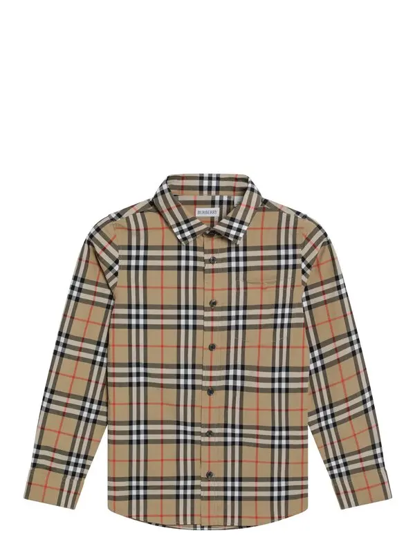 Burberry Cotton Shirt With Check Motif - Beige