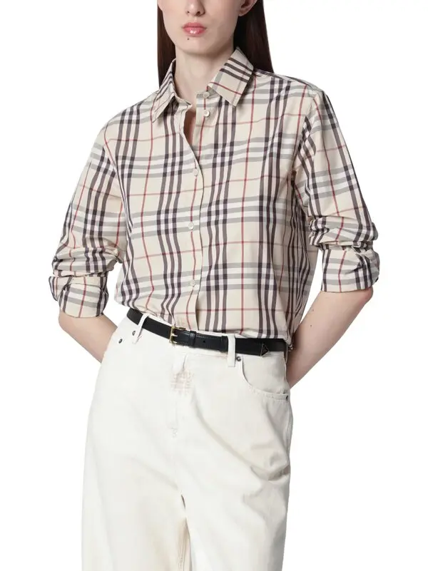 Burberry Check Shirt - Beige