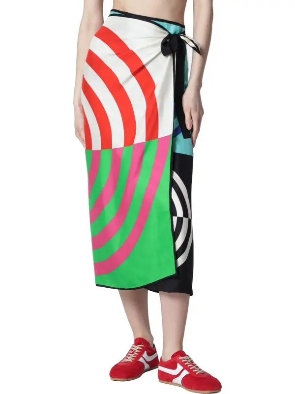 Dries Van Noten Graphic Print Silk Skirt - Multicolor