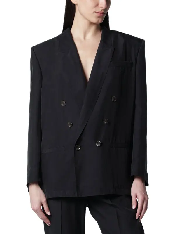 Saint Laurent Double-breasted Silk Jacket - Black