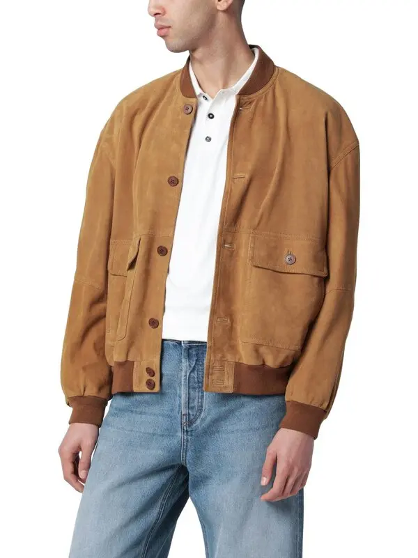 Saint Laurent Suede Bomber Jacket - Brown