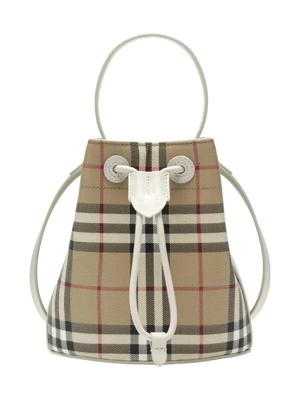 Burberry Mini Bucket Bag With Check Pattern - Beige