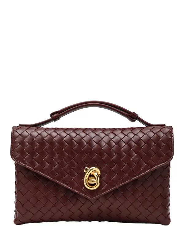 Bottega Veneta Intrecciato Weaving Knot Lock Bag - Burgundy