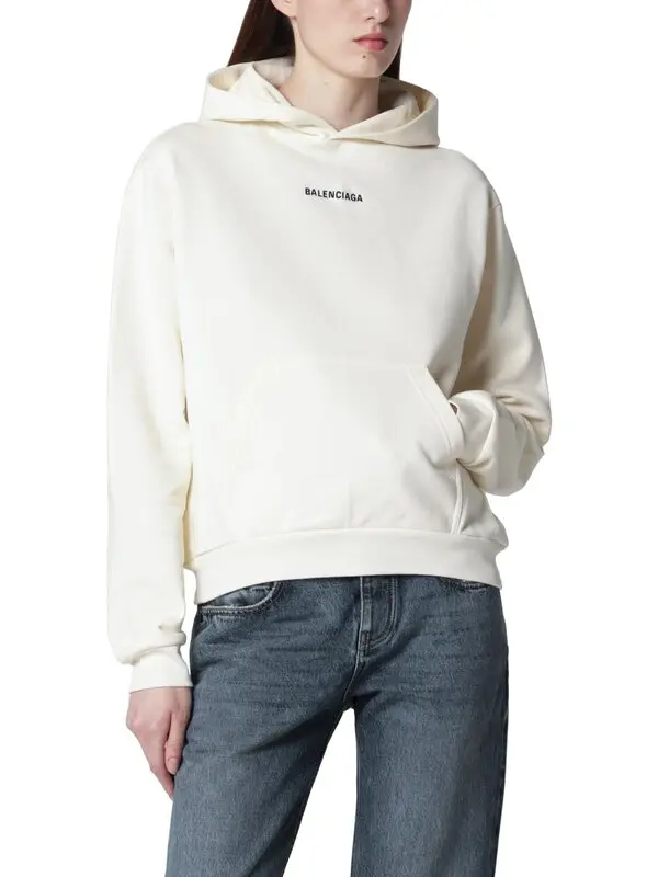 Balenciaga Medium-fit Embroidered Hoodie - White