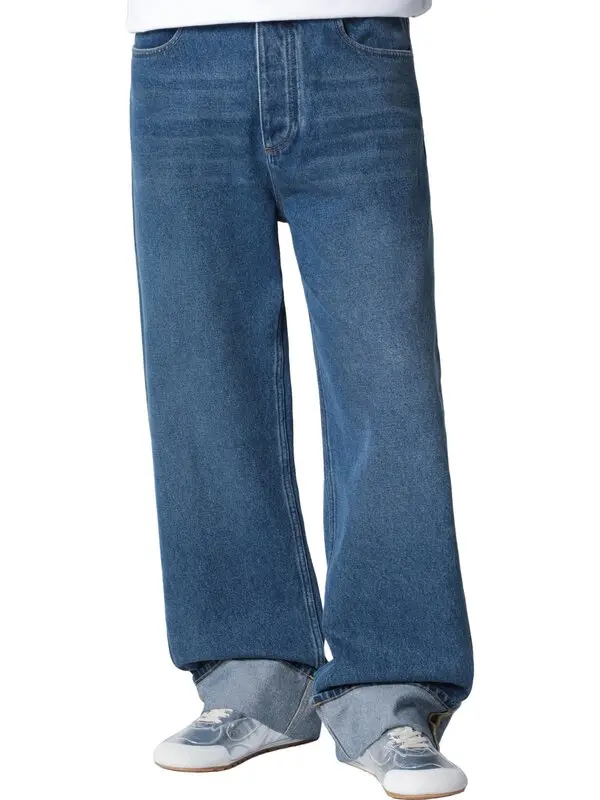 Bottega Veneta Wide-leg Jeans With Cuffed Hem - Blue