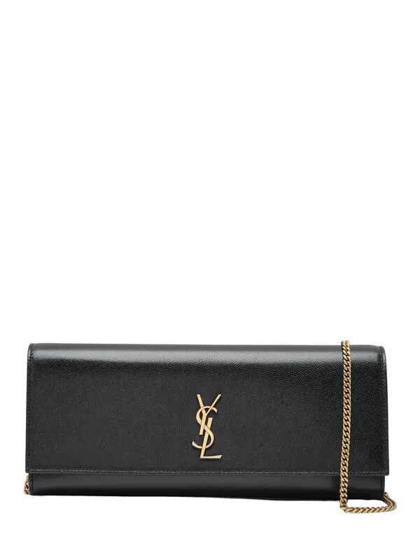 Saint Laurent Kate Clutch In Grain De Poudre Leather - Black
