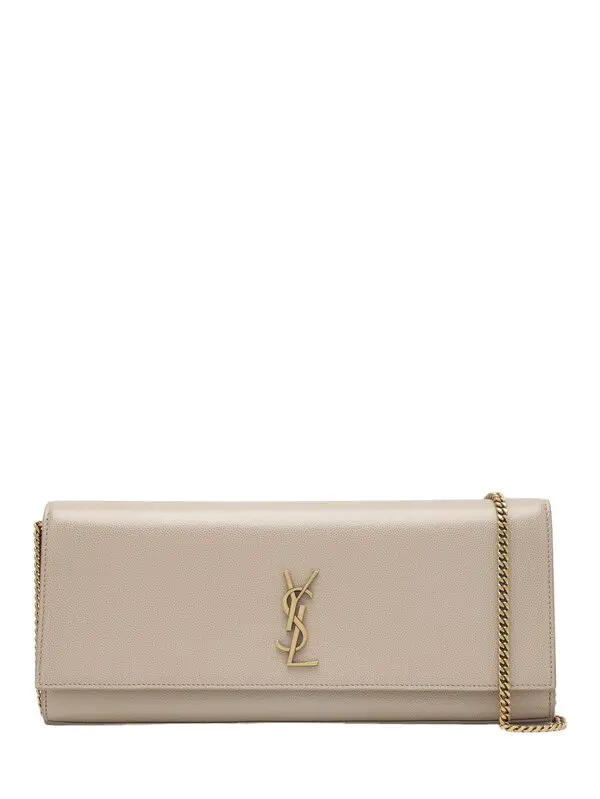 Saint Laurent Kate Clutch In Grain De Poudre Leather - Beige