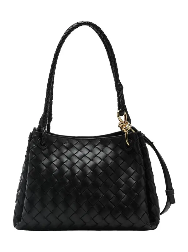 Bottega Veneta Medium Leather Shoulder Bag - Black