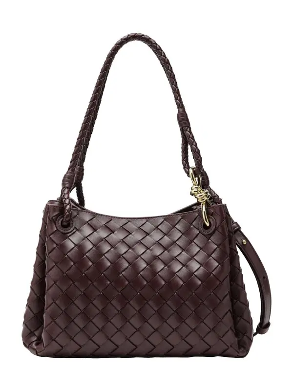 Bottega Veneta Medium Leather Shoulder Bag - Burgundy