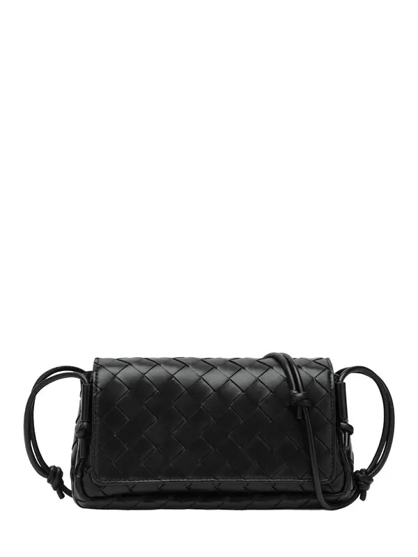 Bottega Veneta Notturno Bag In Woven Fabric - Black