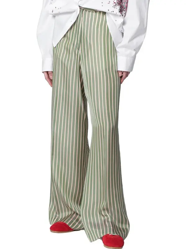 Dries Van Noten Wide-leg Striped Trousers - Green