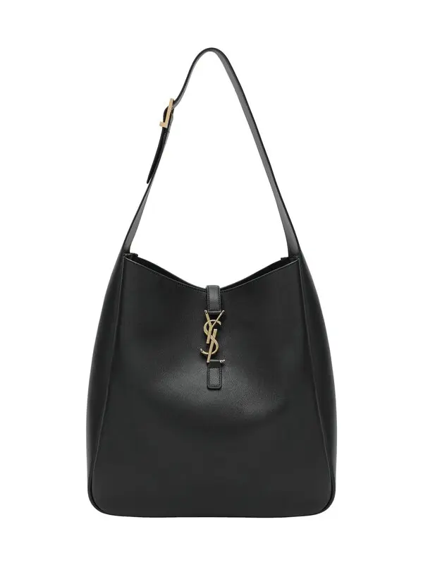 Saint Laurent Le 5 À 7 Large Bag In Grained Leather - Black