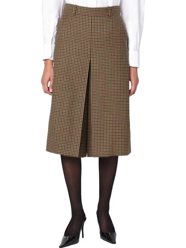 Saint Laurent Checked Wool Culotte Skirt - Beige