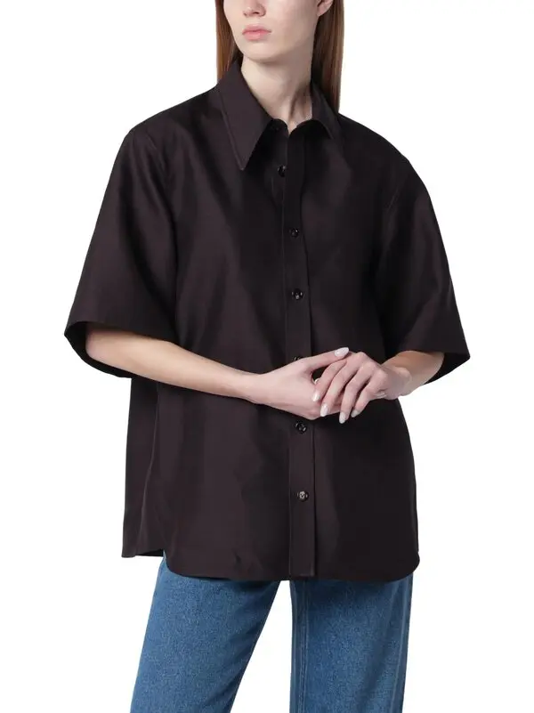 Bottega Veneta Wool And Silk Canvas Shirt - Brown