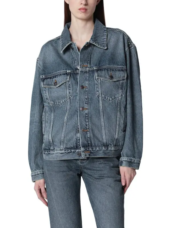 Balenciaga Kick Cotton Denim Jacket - Blue