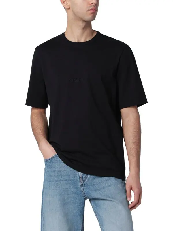 Saint Laurent Oversized T-shirt With Logo Embroidery - Black