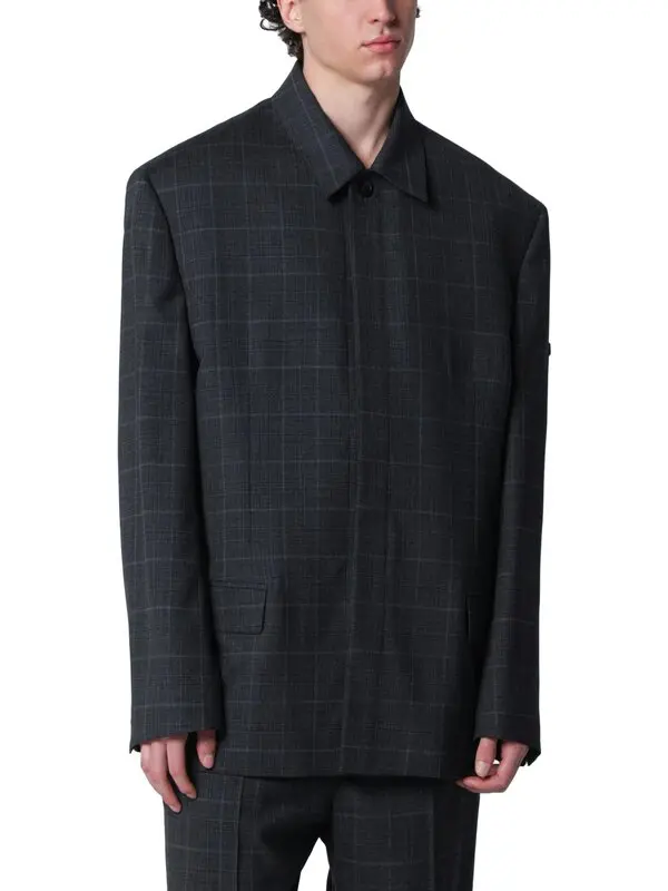 Balenciaga Check Wool Jacket - Grey