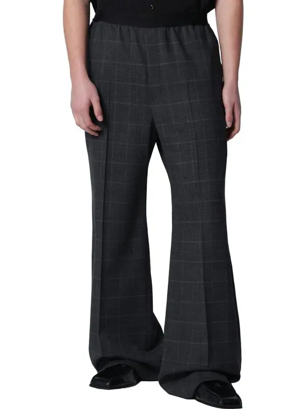 Balenciaga Plaid Wide-leg Trousers - Grey