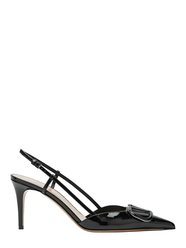 Valentino Garavani Vlogo Signature Patent Leather Slingback Pumps - Black