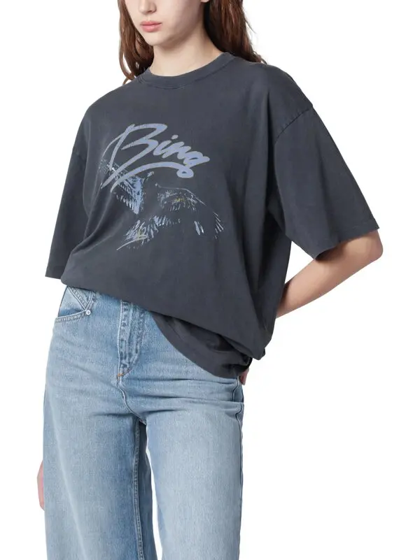 ANINE BING Spencer Eagle Washed T-shirt - Black