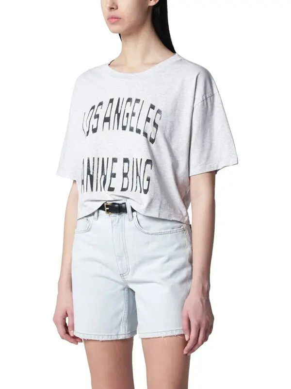 ANINE BING Johnny Cropped T-shirt - Grey